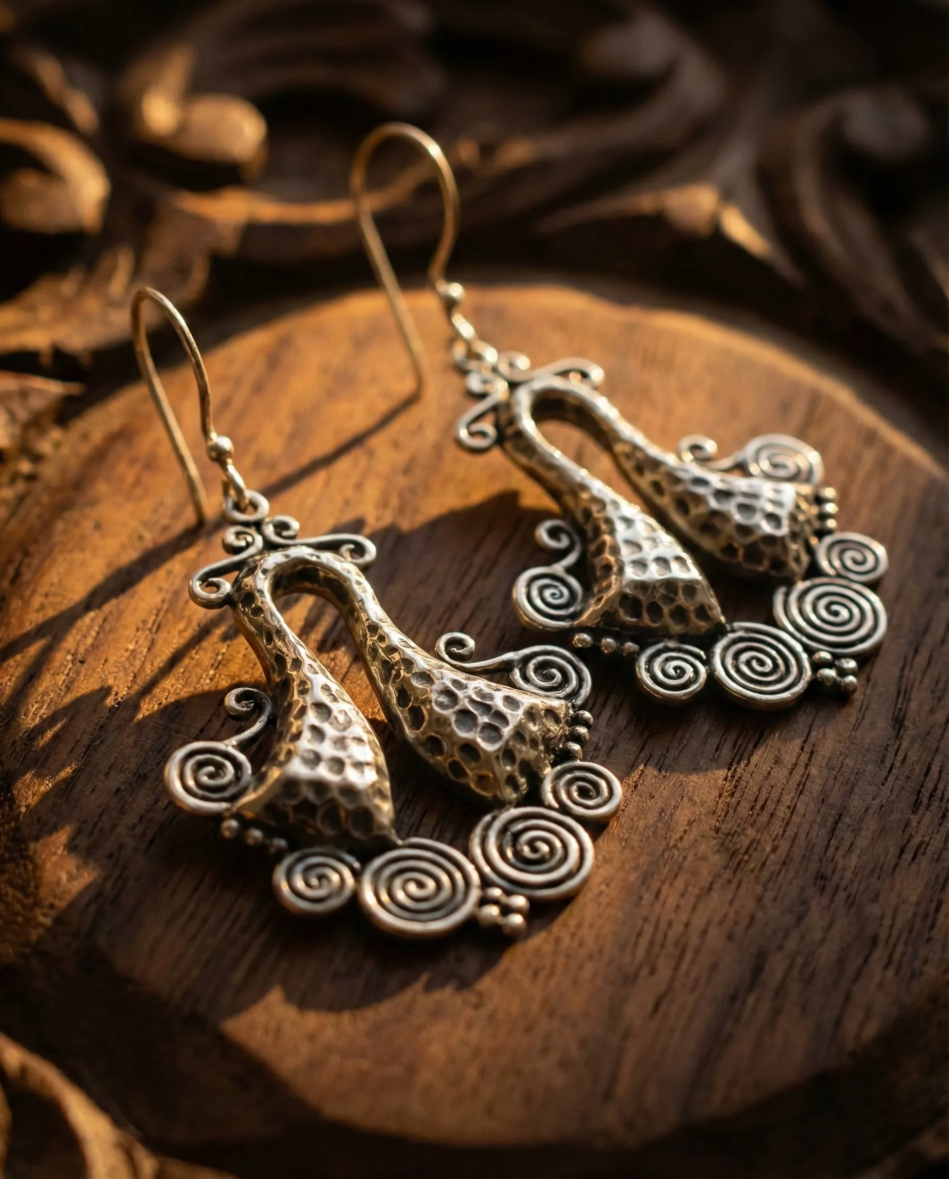 The Hand Carved Mamuli: Handcrafted Silver Spiral Earrings | Salim Silver