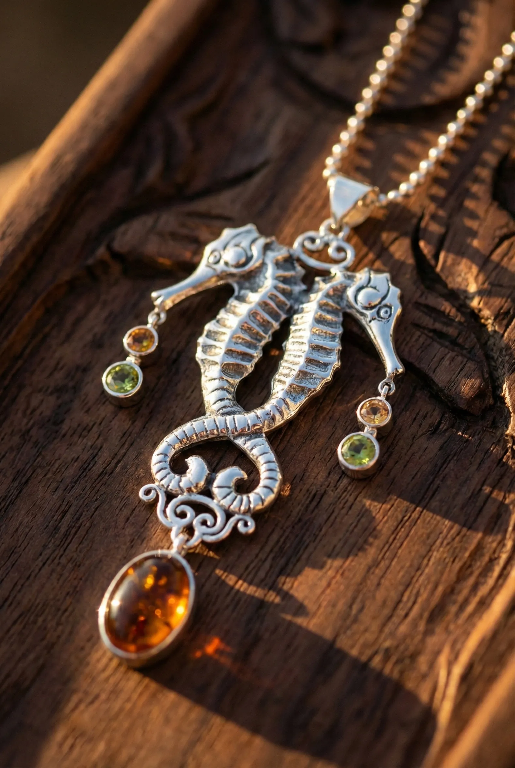 The Maritime Dual: Artisan Silver Seahorse Pendant | Salim Silver